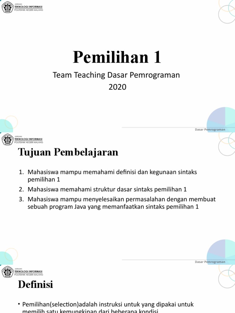 Sintaks Pemilihan dalam Pemrograman Java | PDF | Metode & Bahan Ajar