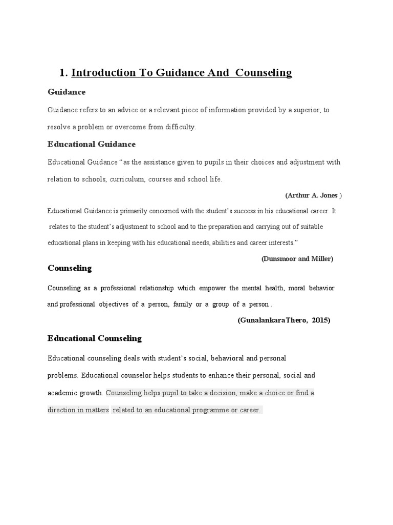 Introduction to Guidance and Counseling | PDF | School Counselor ...