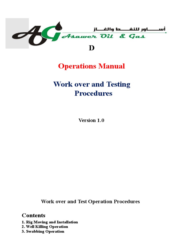 Workover Operations Manual | PDF | Casing (Borehole) | Pump