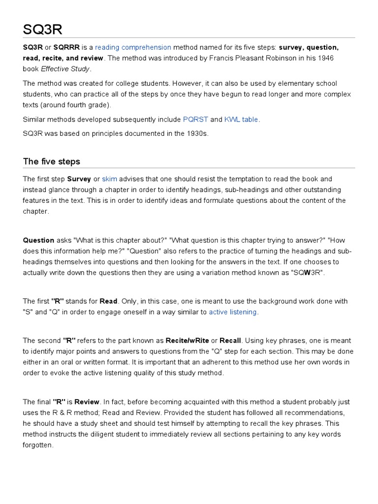 Mastering SQ3R for Effective Reading | PDF | Language Arts & Discipline