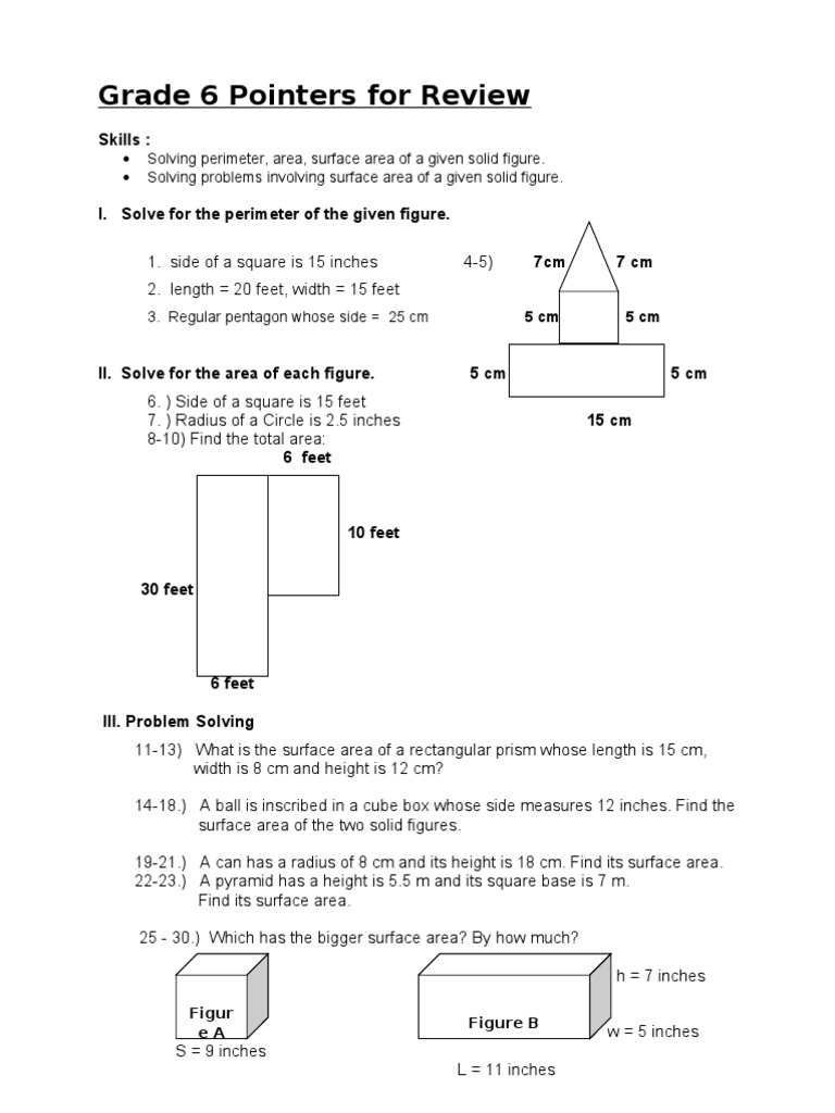 3RD Term Pointers For Review in Math | PDF | Polynomial | Area