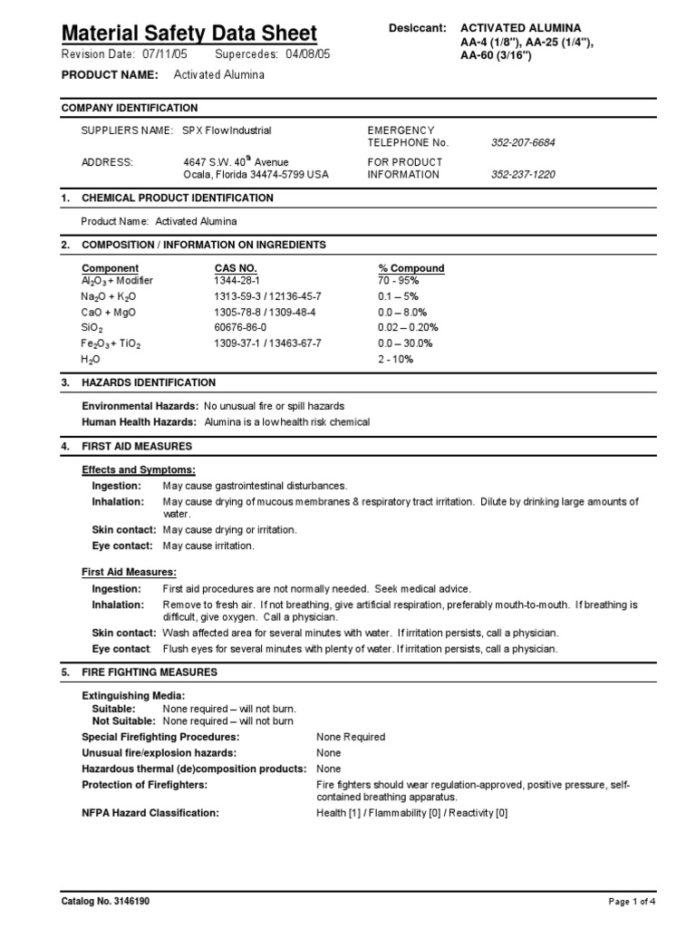 Material Safety Data Sheet: Revision Date: 07/11/05 Supercedes: 04/08 ...