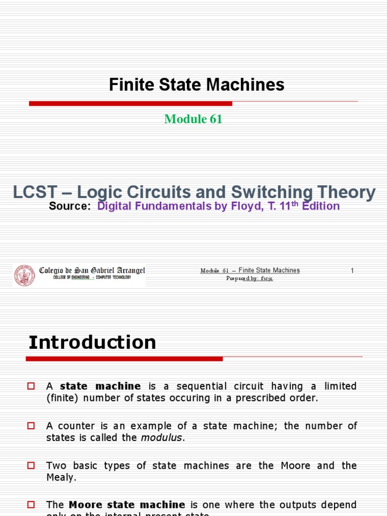Module 61 Finite State Machines PROF | PDF | Logic Gate | Electronic Design