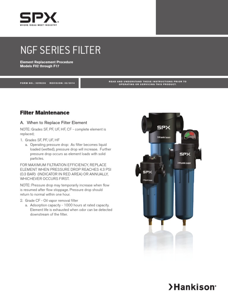 NGF Series - Element Replacement Procedure | PDF | Gas Technologies ...