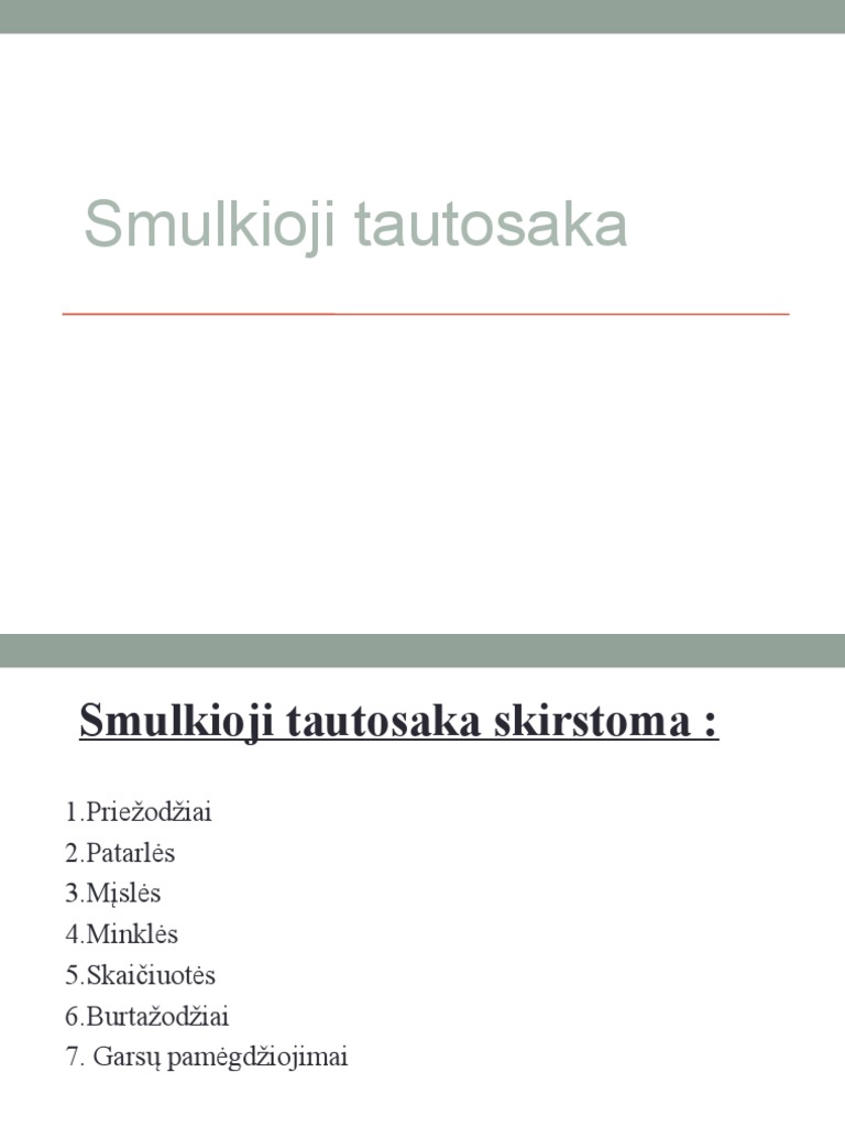 Smulkioji Tautosaka | PDF