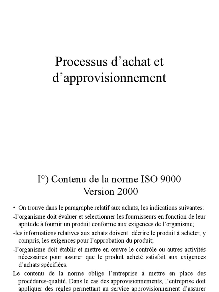Fiche 4.processus D'achat-Approvisionnement | PDF | Sociétés | Business
