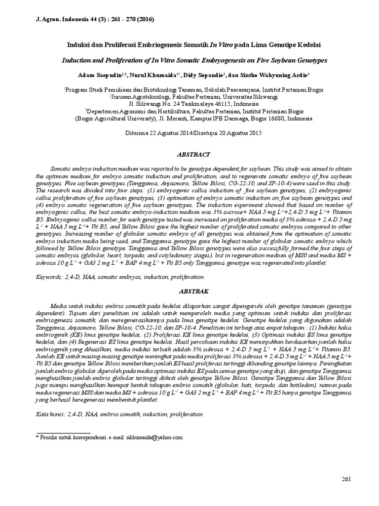 Induksi Dan Proliferasi Embriogenesis Somatik in V | PDF | Biological ...