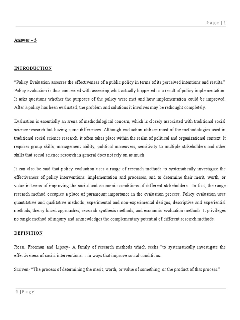Answer - 3 | PDF | Policy | Evaluation