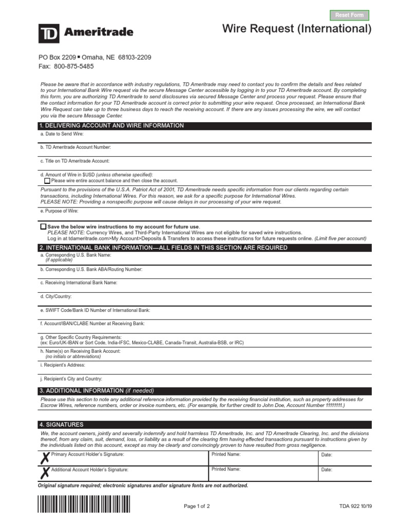 Wire Request (International) | PDF | Wire Transfer | Financial Services