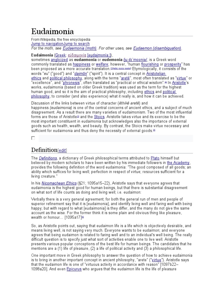 Eudaimonia: Eudaemonia (Moth) Eudaemon (Disambiguation) | PDF | Ancient ...