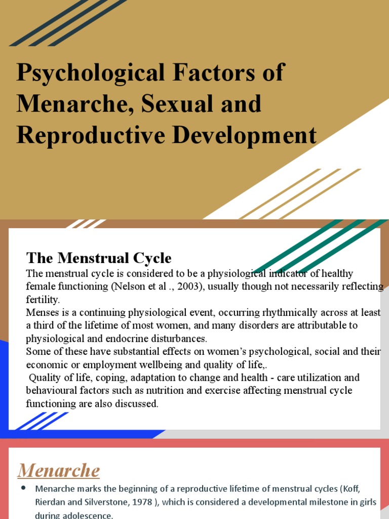 3-Psychological Factors of Menarche, Sexual and Reproductive ...