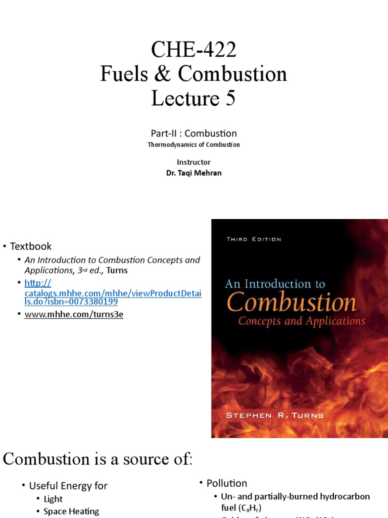 Lecture 06A - Fuels and Combustion - Fall 2020 | PDF | Combustion | Gases