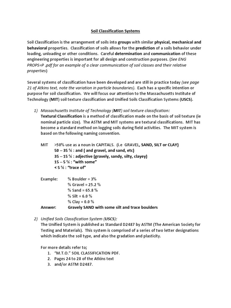 Soil Classification Systems | PDF | Silt | Clay
