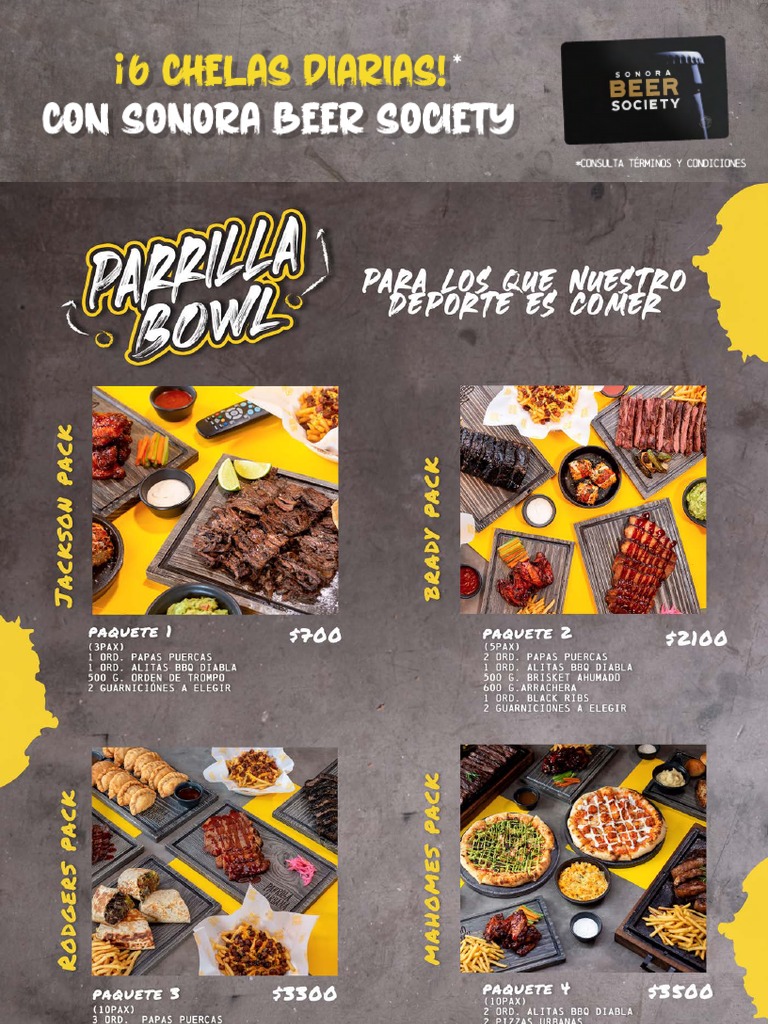 Menú de Sonora Beer Society | PDF | Hamburguesas | Cocinando