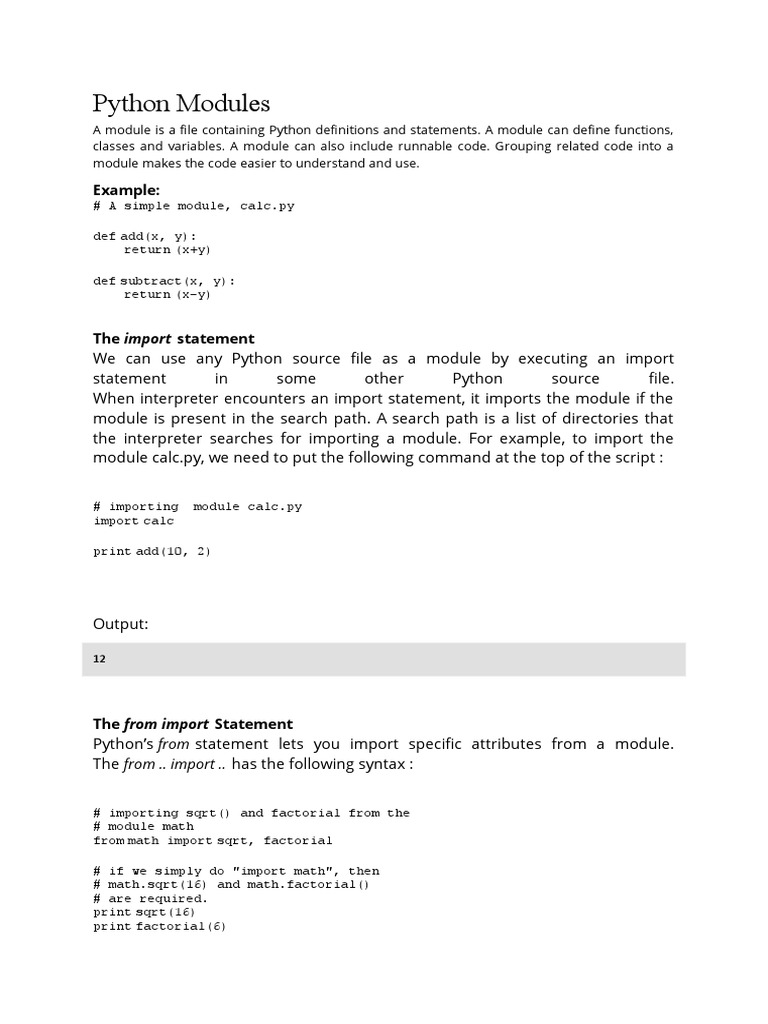 Python Modules: Example | Download Free Pdf | Python (programming 