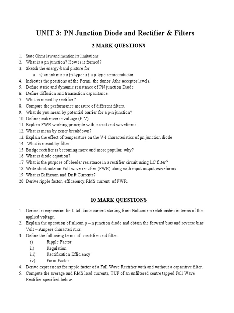 Beee Important Questions | PDF | Field Effect Transistor | Rectifier