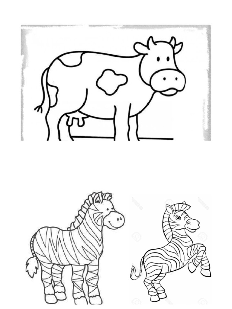 Colorear Una Vaca y Una Zebra | PDF