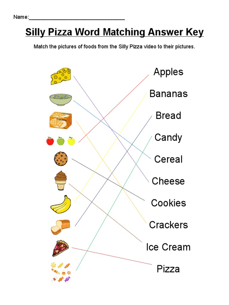 Silly Pizza Word Matching Answer Key | PDF