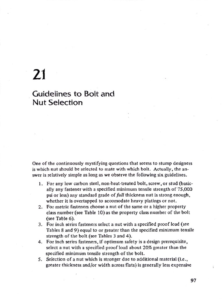 Guidelines To Bolt and Nut Selection | PDF