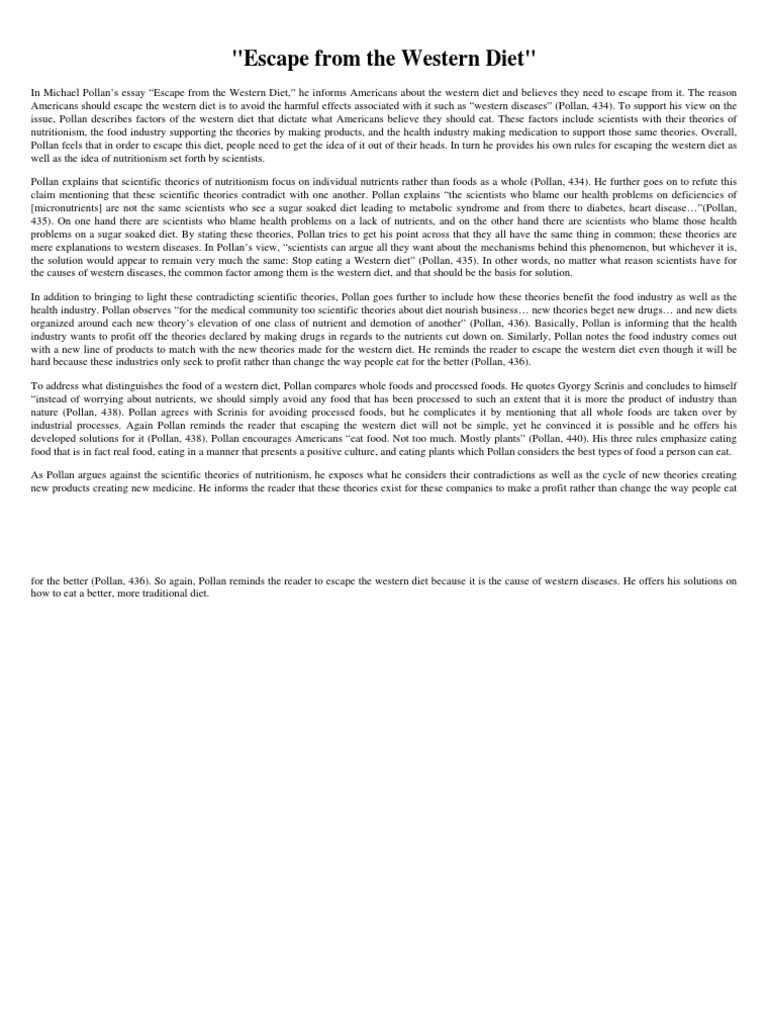 Escape From The Western Diet | PDF | Theory | Foods