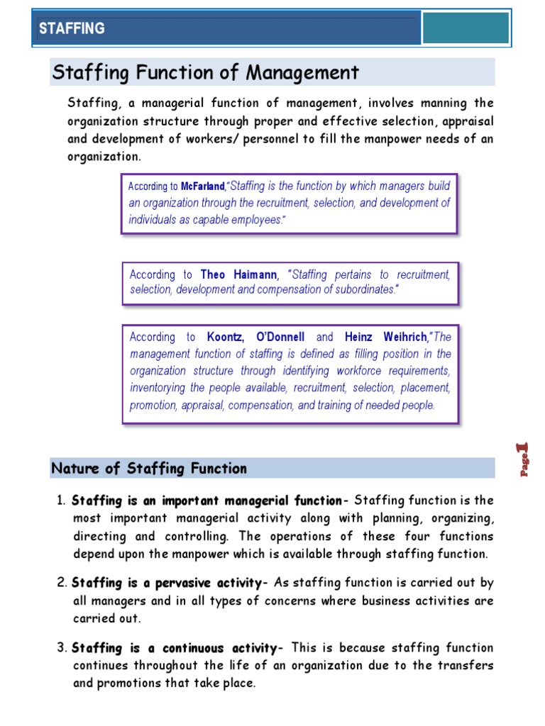 Staffing Function of Management | PDF | Motivation | Motivational