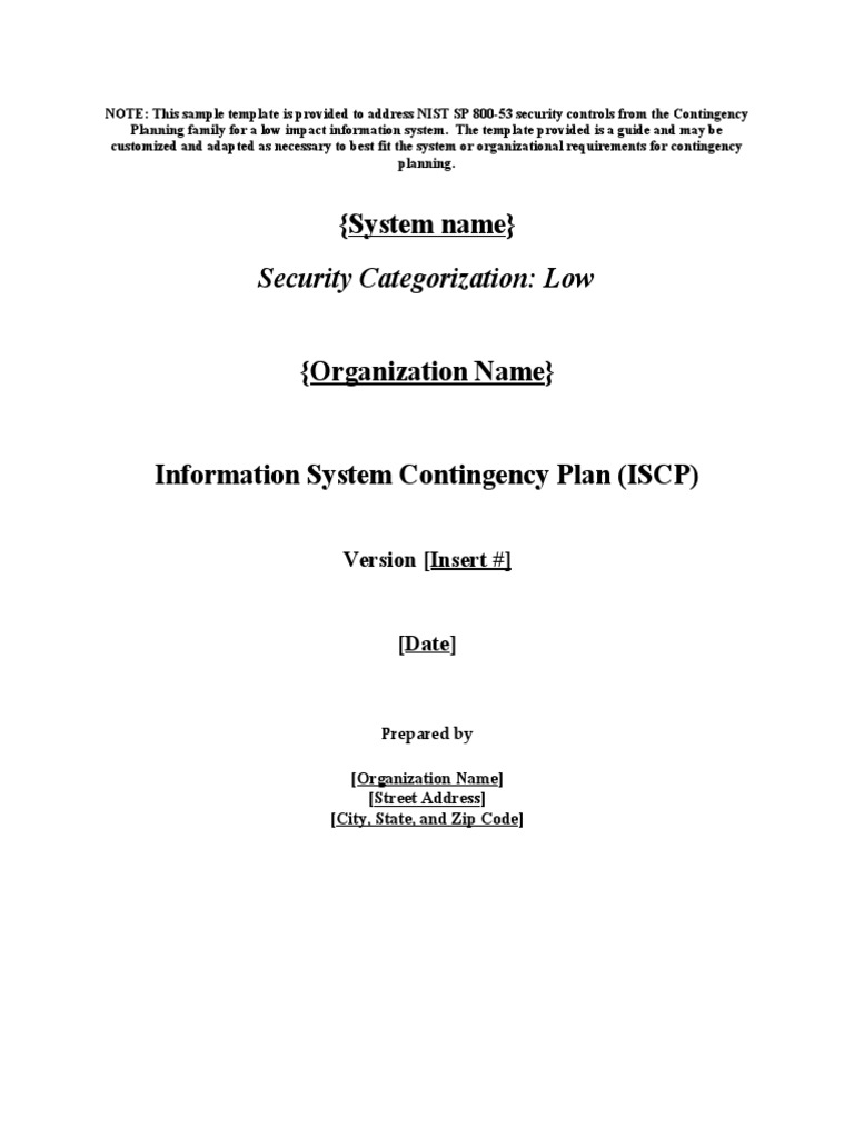 Low-Impact ISCP Template for NIST SP 800-53 | PDF | Backup | Documentation