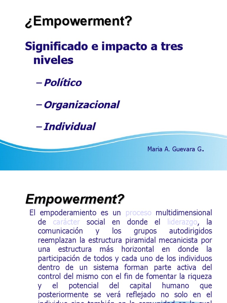 El empoderamiento a tres niveles: político, organizacional e individual ...