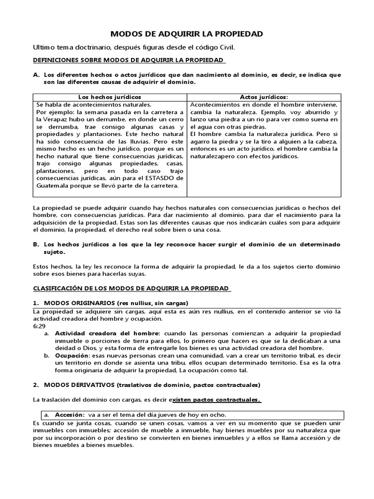 Modos de Adquirir La Propiedad, Código Civil | PDF | Propiedad | Urbano