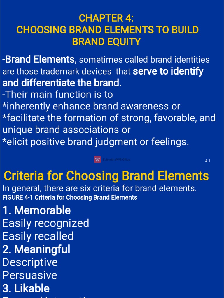 CHAPTER 4 CHOOSING BRAND ELEMENTS TO BUILD BRAND EQUITY1 (Autosaved ...