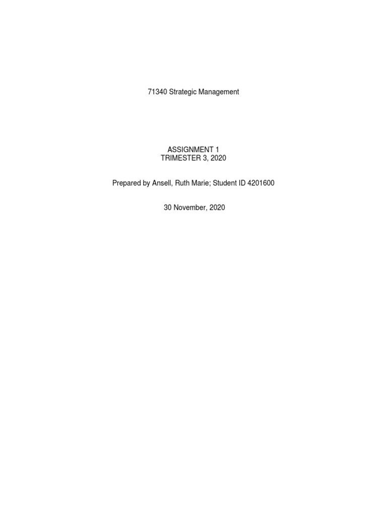 Strategic Management 4201600 Ansell Assignment 1 | PDF | Swot Analysis ...