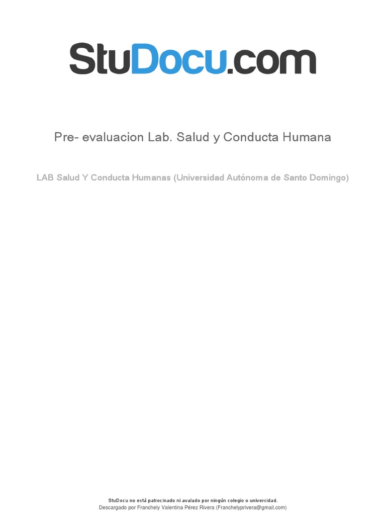 Pre Evaluacion Lab Salud y Conducta Humana | PDF
