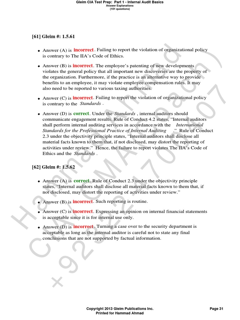 Unit 1 Ans With Explanation Part 3 | PDF | Internal Audit | Audit