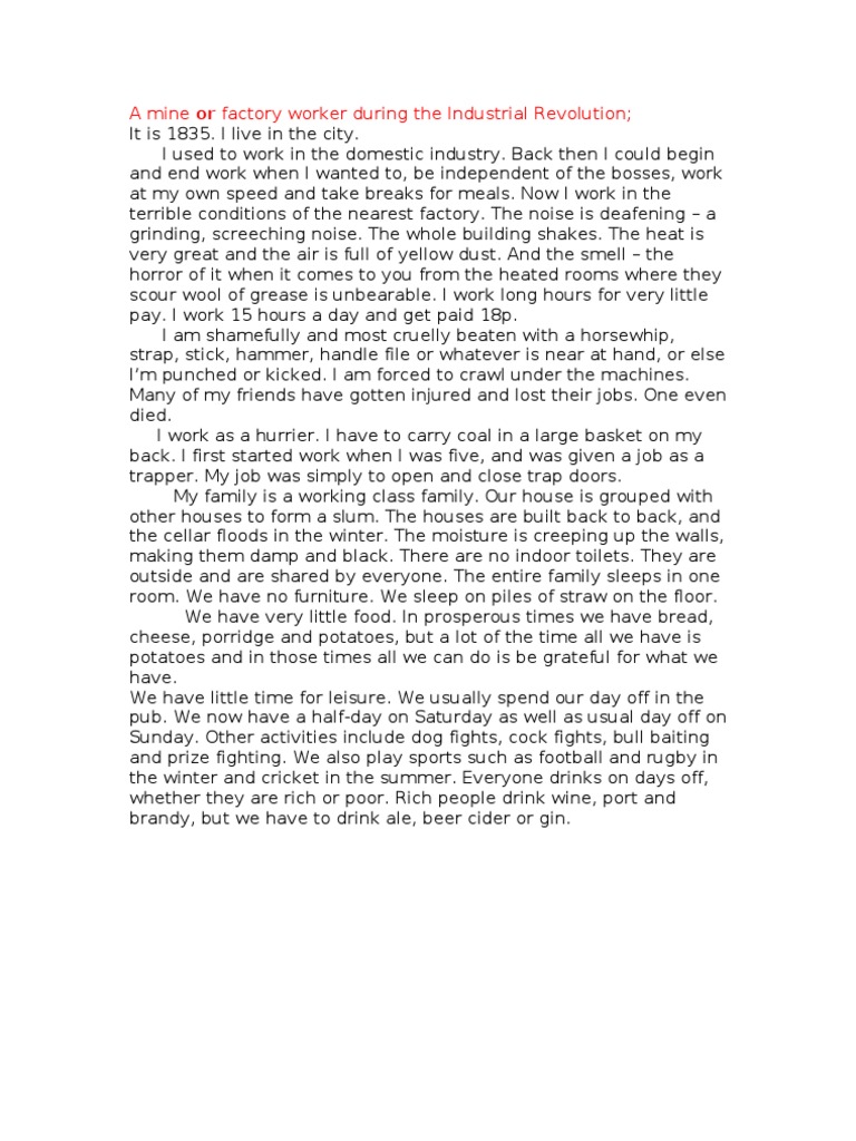 Life of a Factory Worker in 1835 | PDF | Beverages | Foods