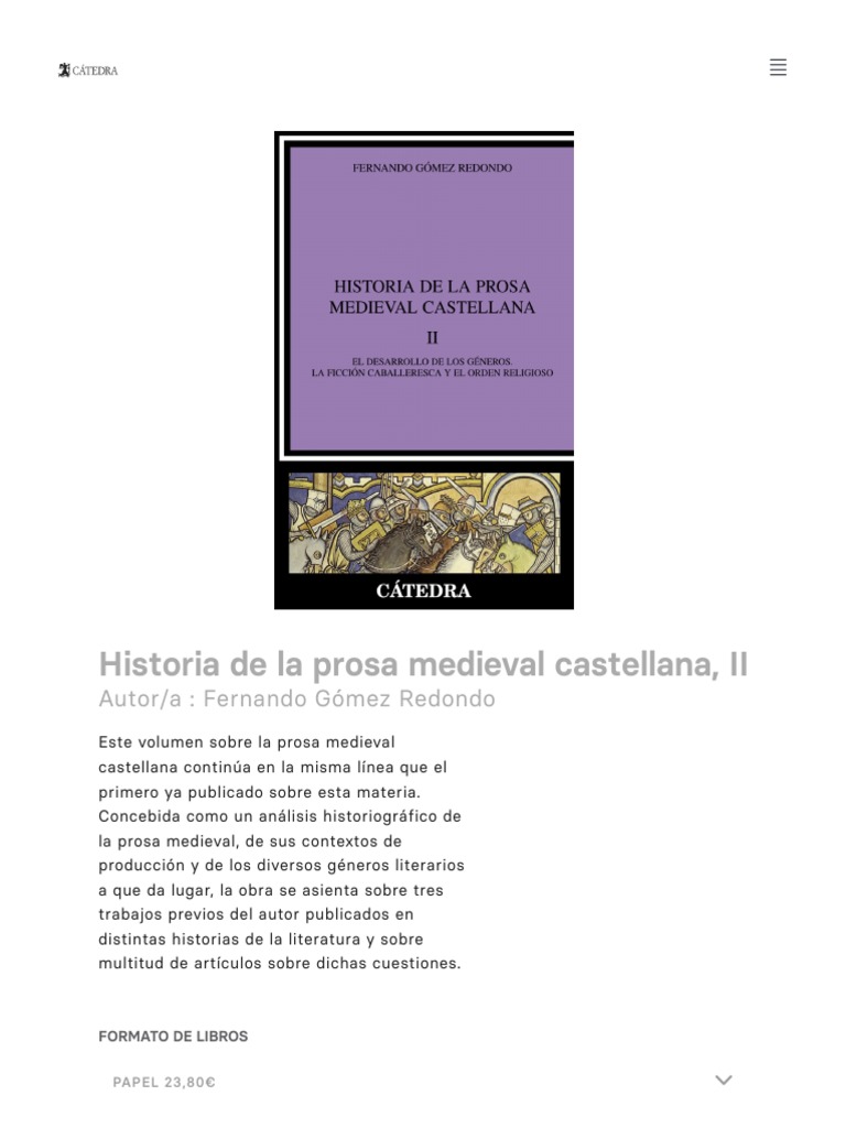 Historia de La Prosa Medieval Castellana II | PDF | Prosa | Poesía