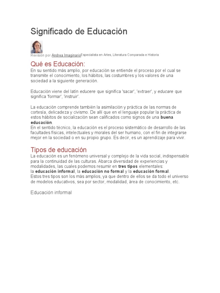 Significado de Educación | PDF | Educación más alta | Educación de la ...