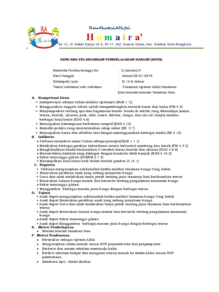 RPPH Tanaman Hias MG 4 | PDF