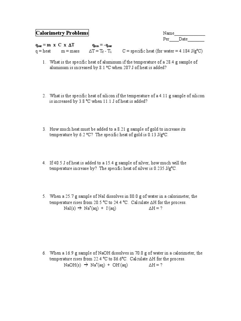 Calorimetry and Heat Calculation Problems | PDF | Science & Mathematics