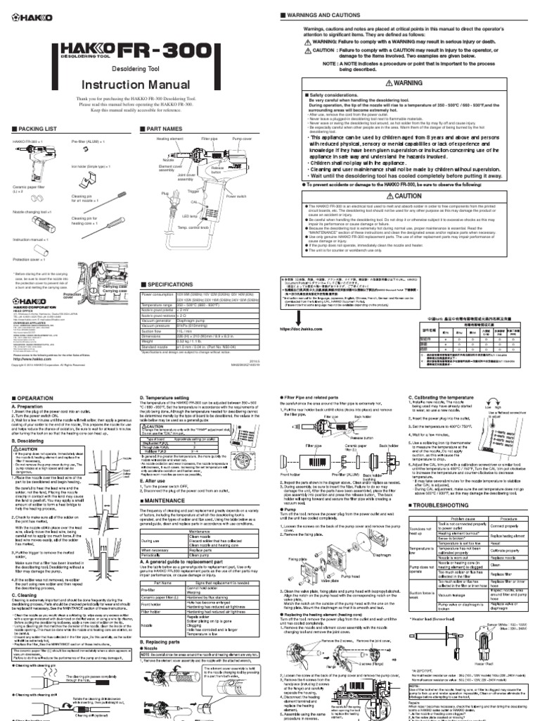 Hakko Fr300 05p Instruction Manual | PDF | Equipment | Electrical ...