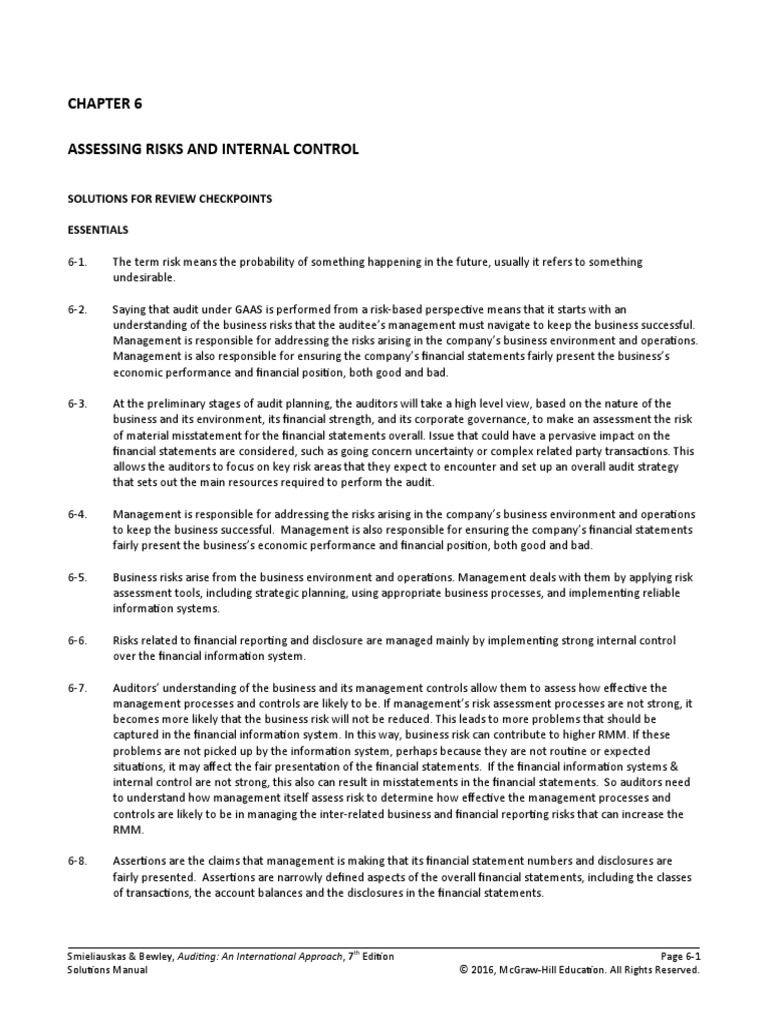 Sb7e SM ch06 Final Solution Manual Auditing International Approach | PDF | Financial Audit | Audit