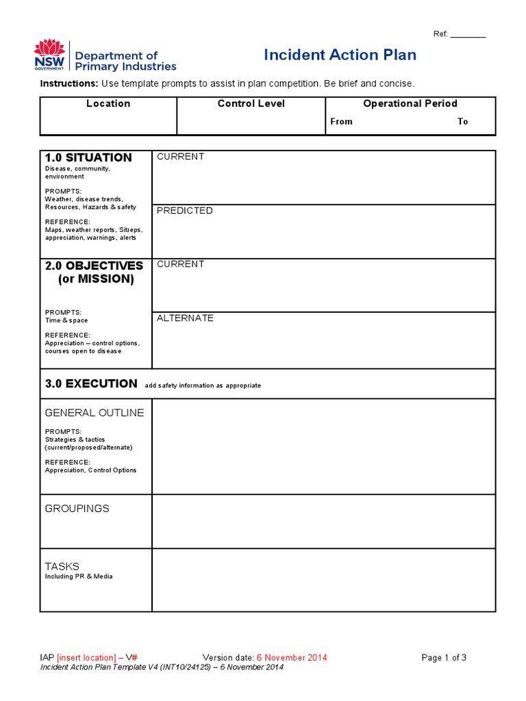 Incident Action Plan: 1.0 Situation | PDF | Incident Command System ...