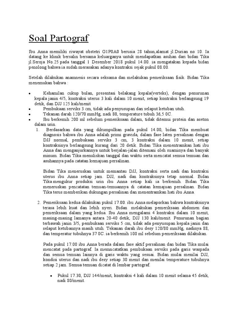Soal Partograf 1 | PDF