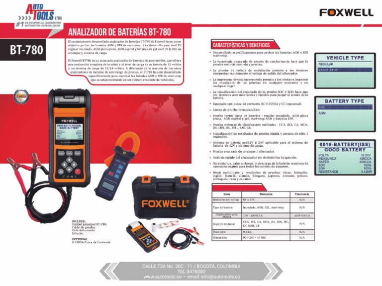 Foxwell BT780 Español LR Autotools | PDF | Electricidad | Electromagnetismo
