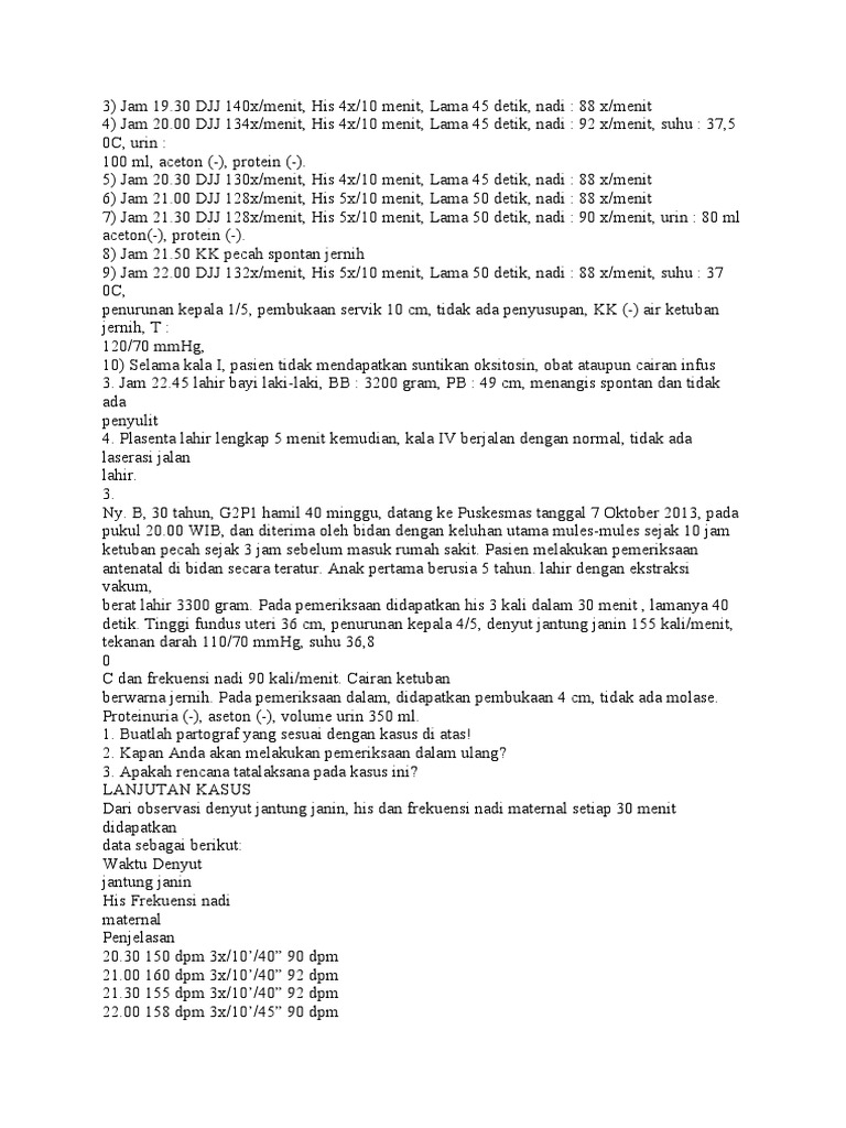 Soal Partograf 4 | PDF