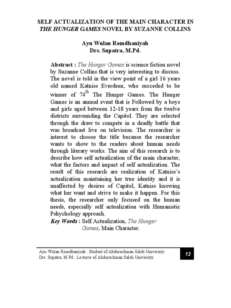 Self Actualization of The Main Character in | PDF | Self Actualization ...