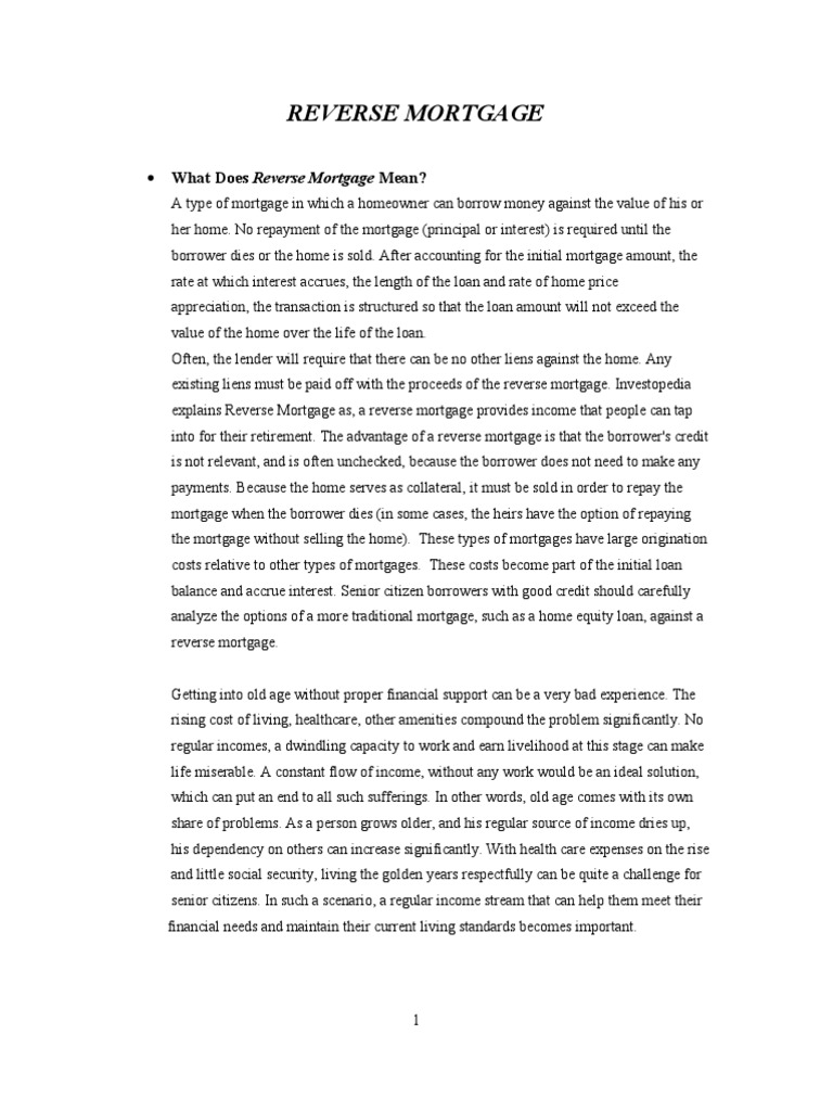 What Does Reverse Mortgage Mean? | PDF | Mortgage Loan | Loans