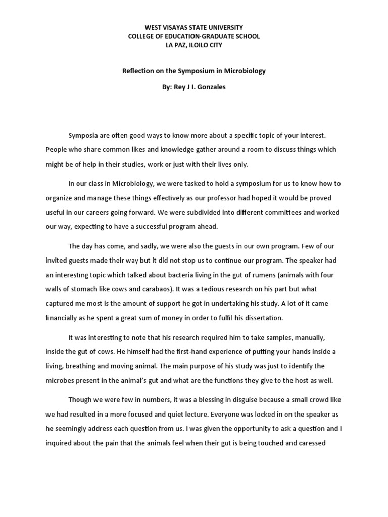 Reflection On The Symposium in Microbiology | PDF | Symposium | Human ...