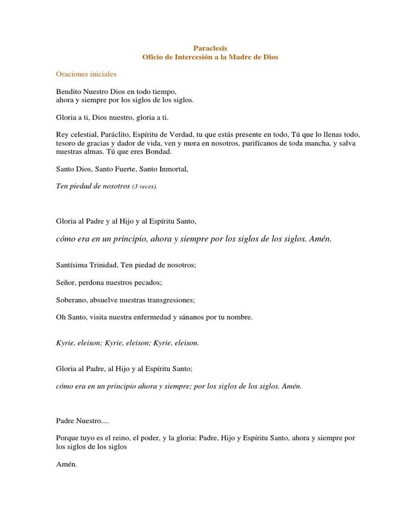 Paraclesis de La Santa Madre de Dios | PDF | María, madre de Jesús ...