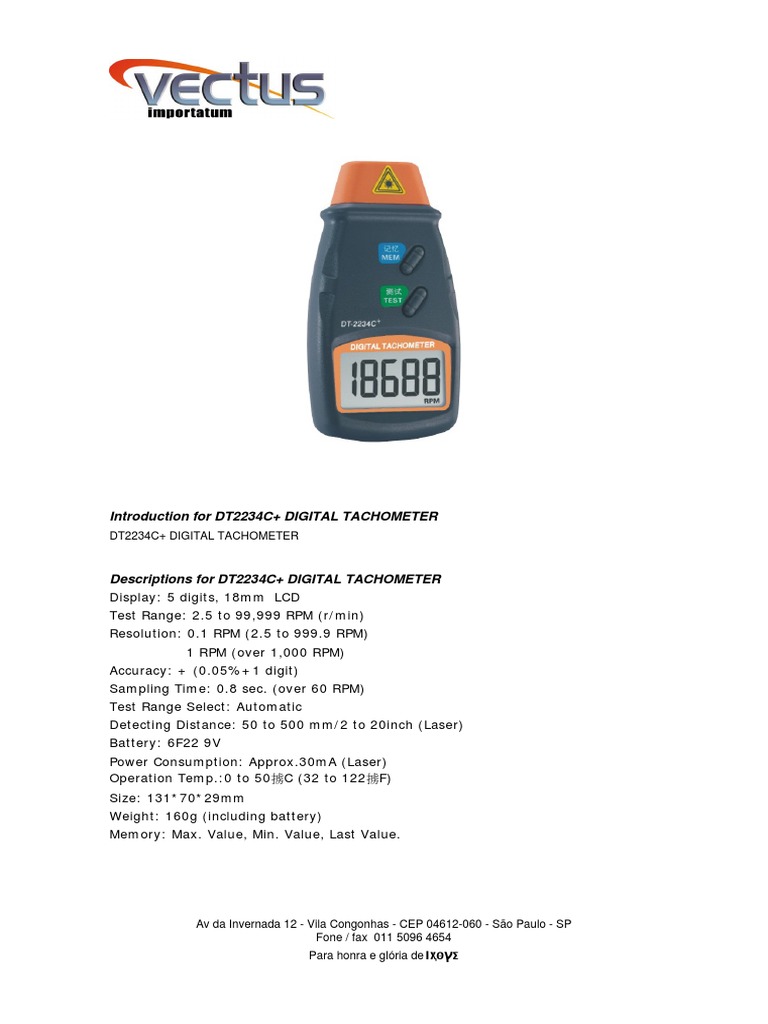 Introduction For DT2234C+ DIGITAL TACHOMETER | PDF | Teaching Methods ...