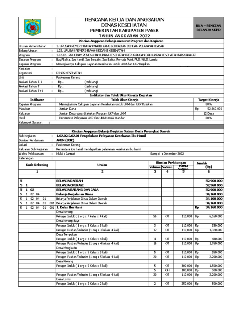 Contoh Form RKA 2022 | PDF
