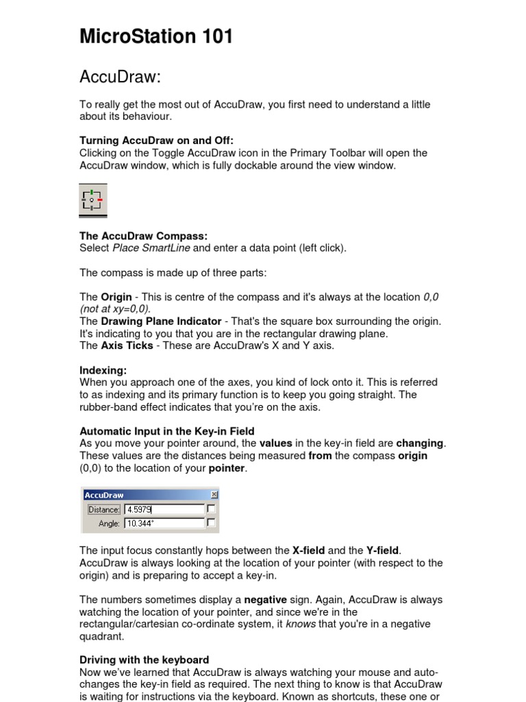 MicroStation AccuDraw Basics Guide | PDF | Cartesian Coordinate System ...